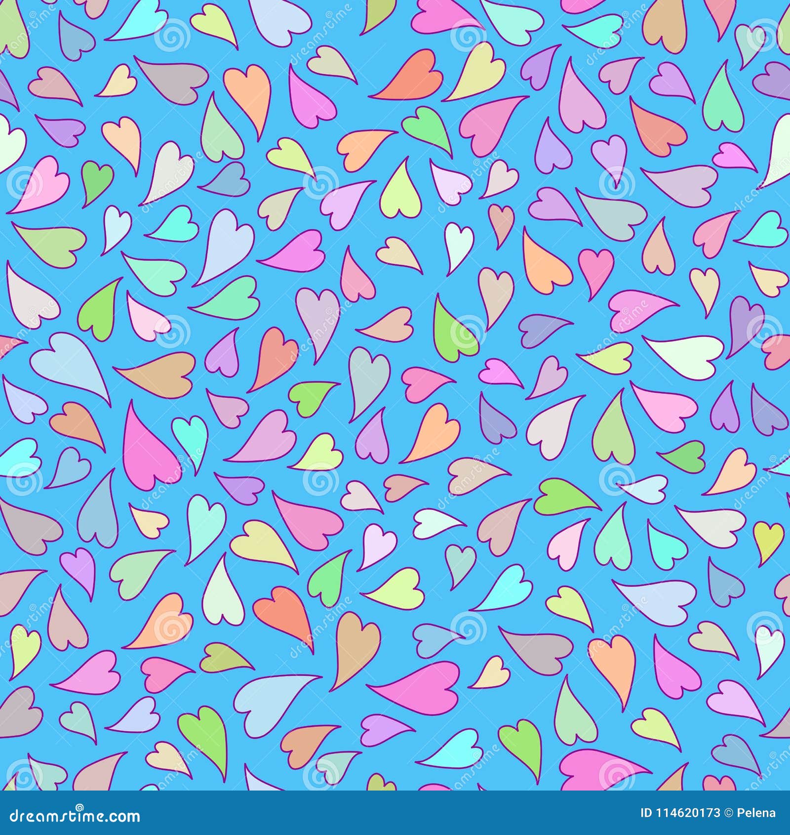 Multi-colored Lovely Hearts on a Blue Background. Stock Vector ...