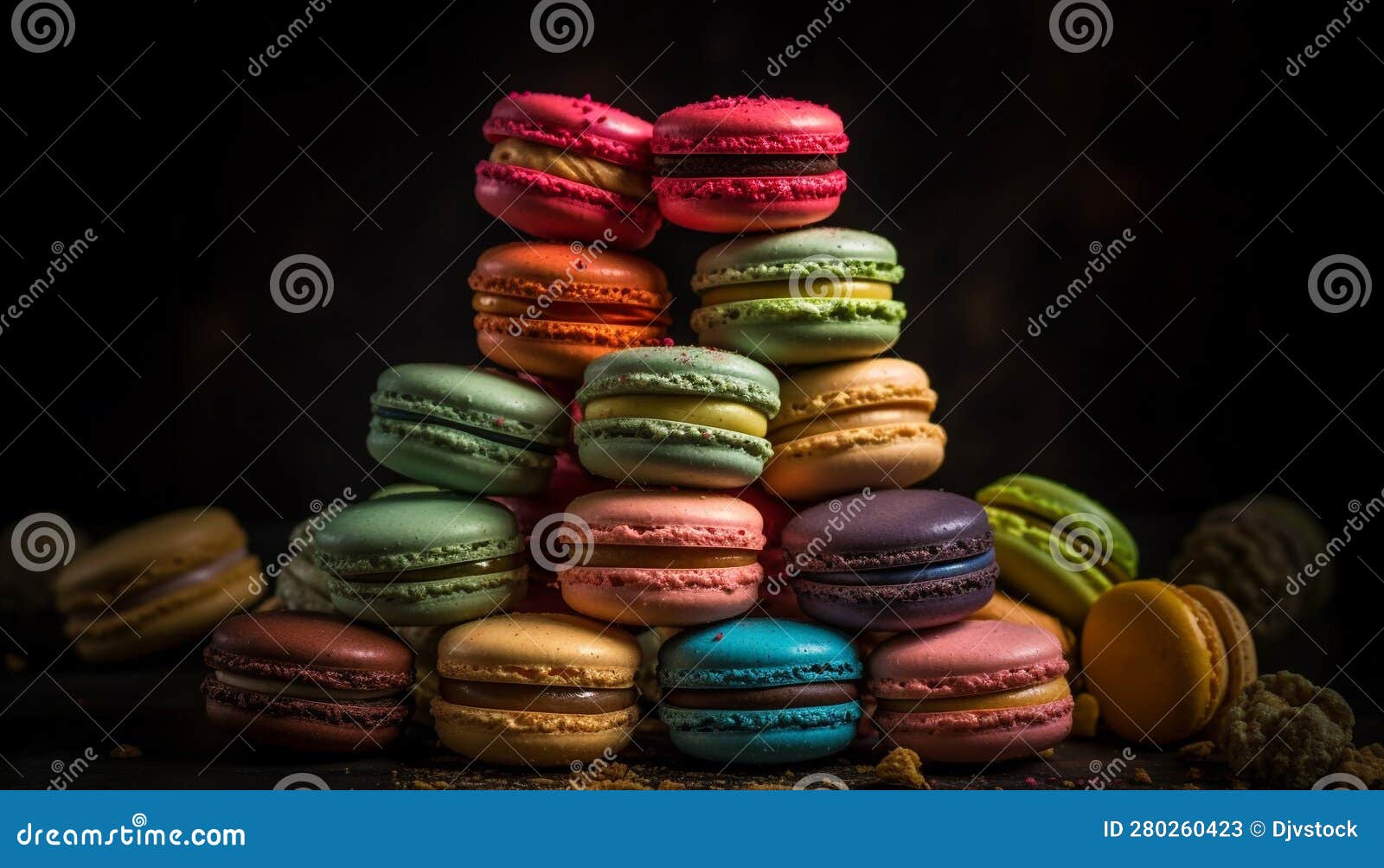 Multi Colored Macaroon Stack, a French Gourmet Dessert Indulgence with ...