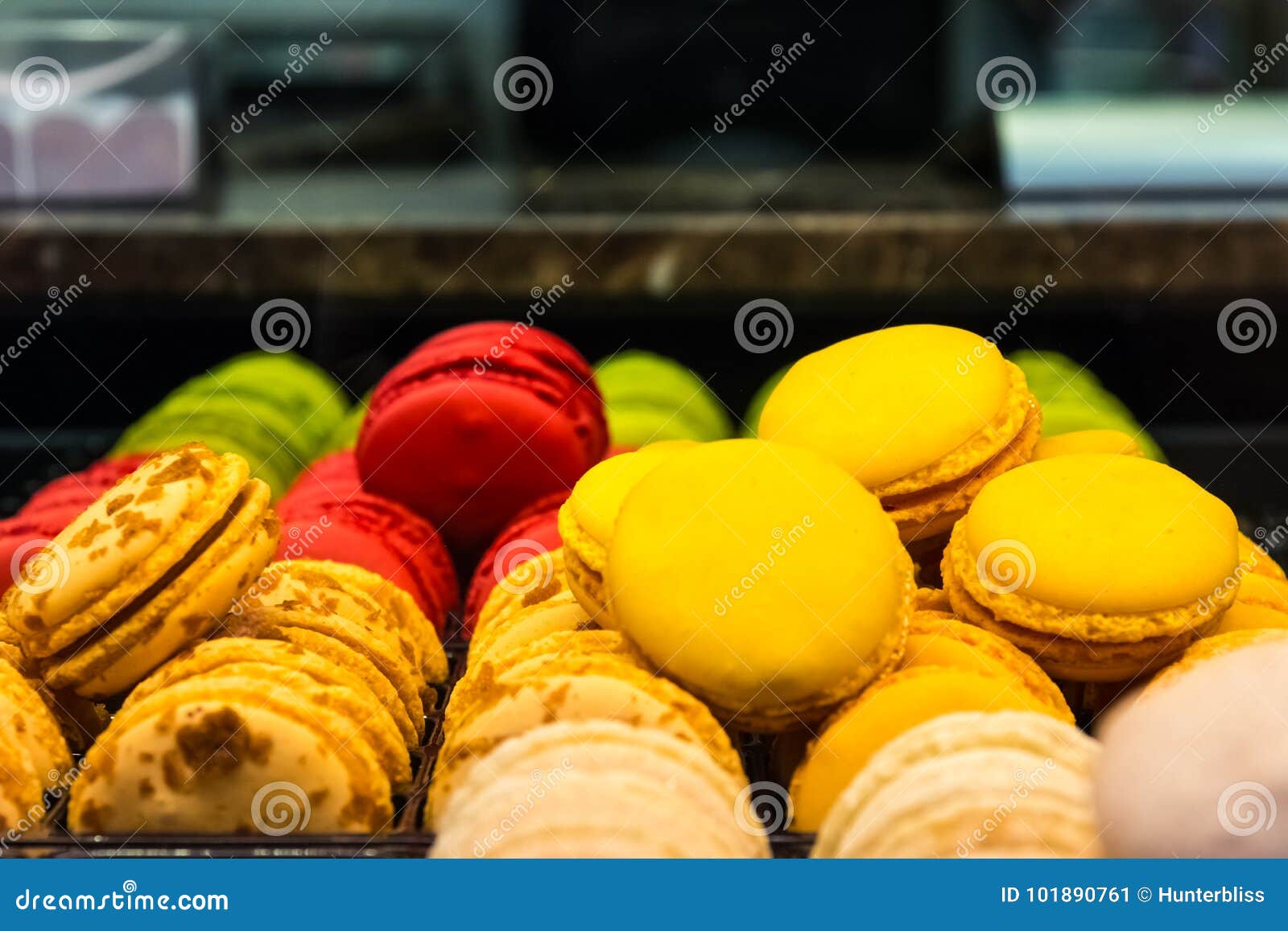 Multi-Colored Macaroons Closeup Window Cafe European Dessert Bright ...