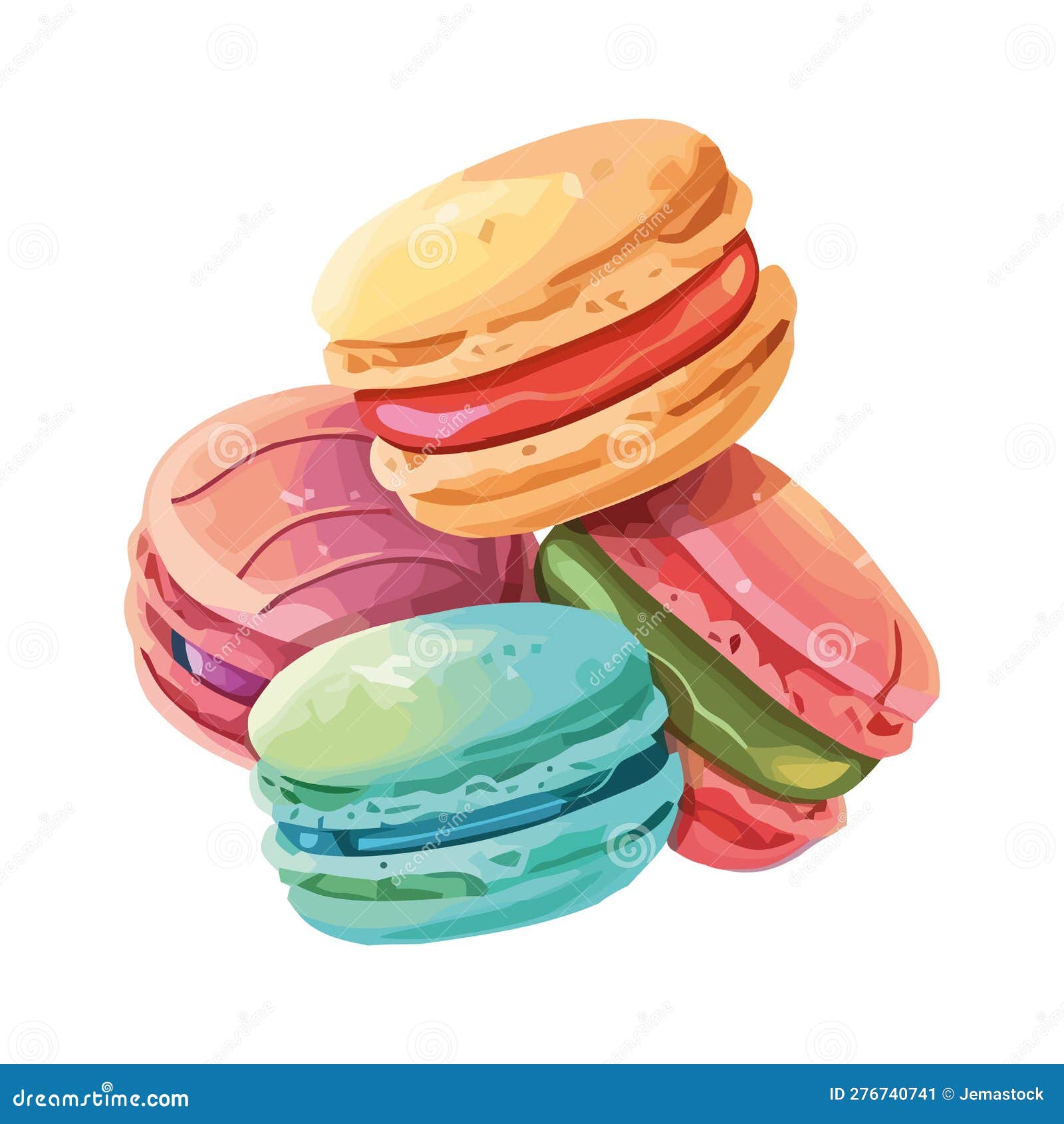 Multi Colored Macaroons Stack Sweetly Stock Vector - Illustration of ...