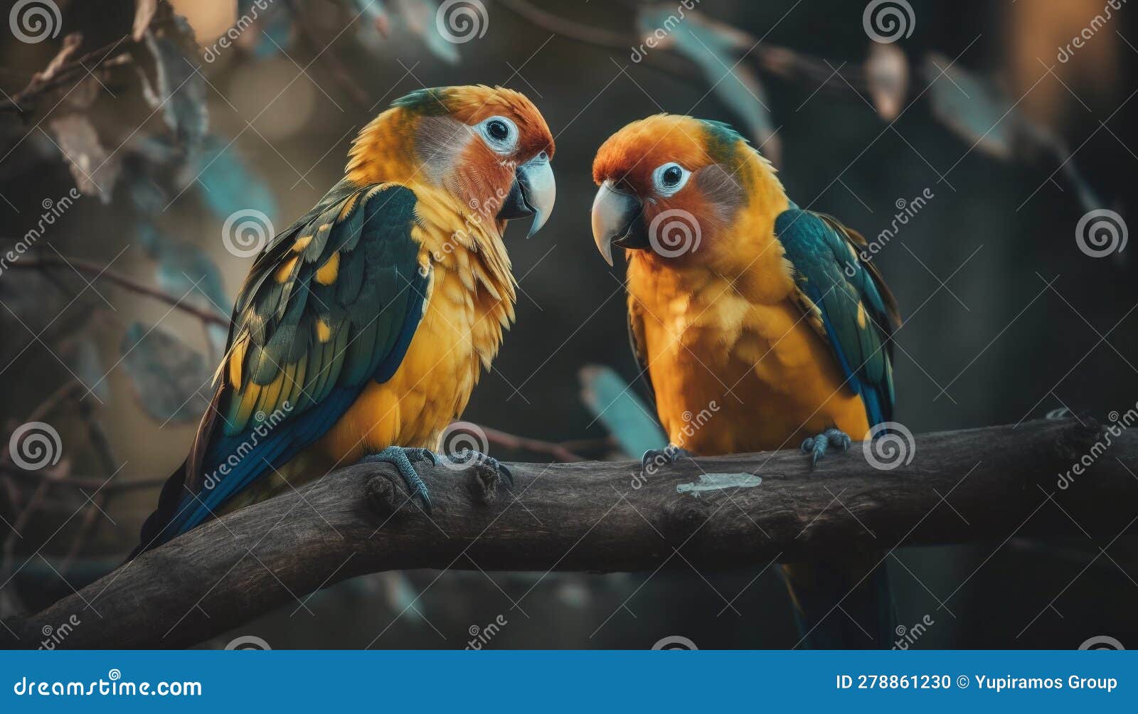 The Multi Colored Macaw Perches on a Branch in the Forest Generated by ...