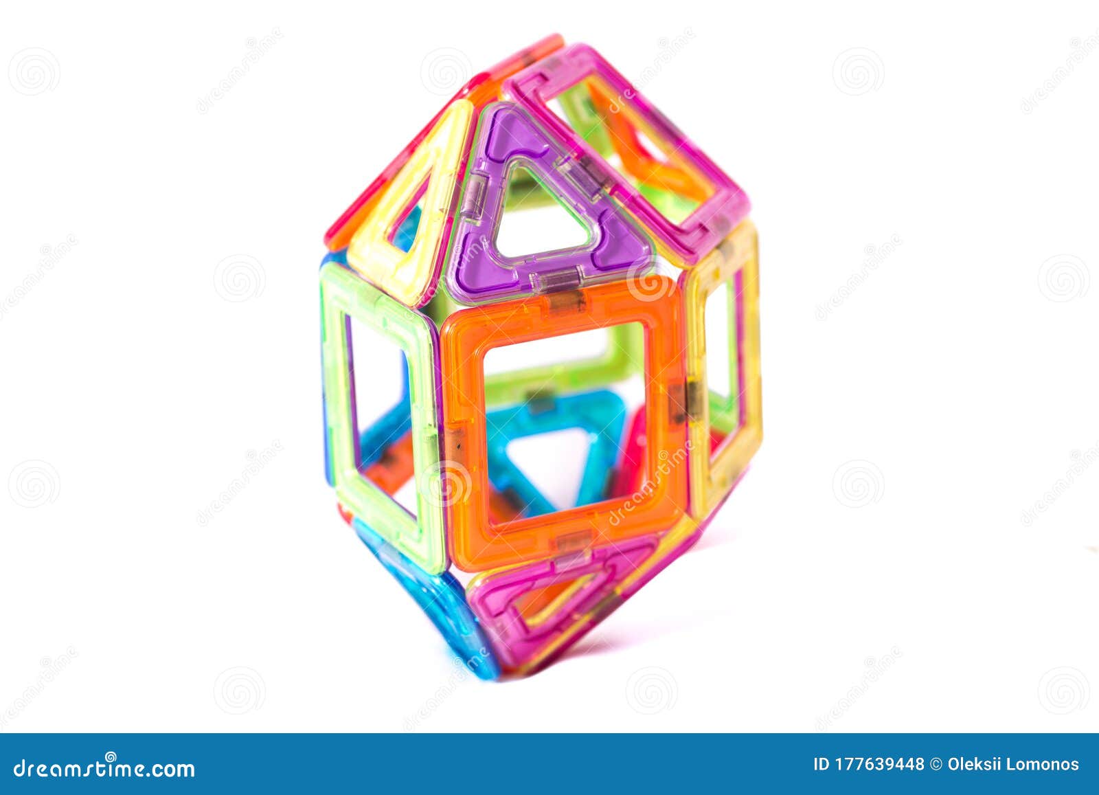Pyramid-shaped Multi-colored Rhombus Magnetic Constructor on a White ...