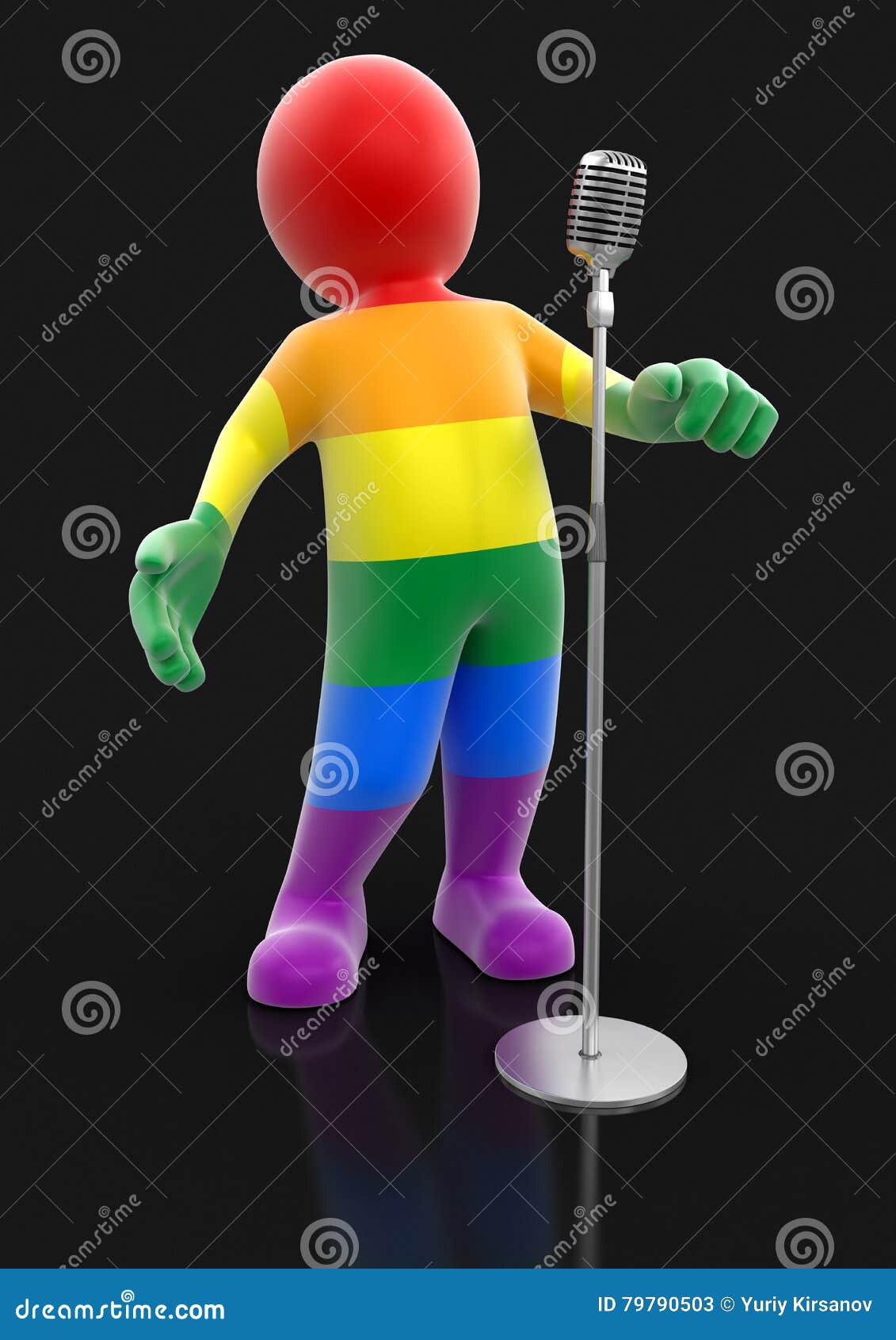 Multi-Colored Man and Microphone Stock Illustration - Illustration of ...
