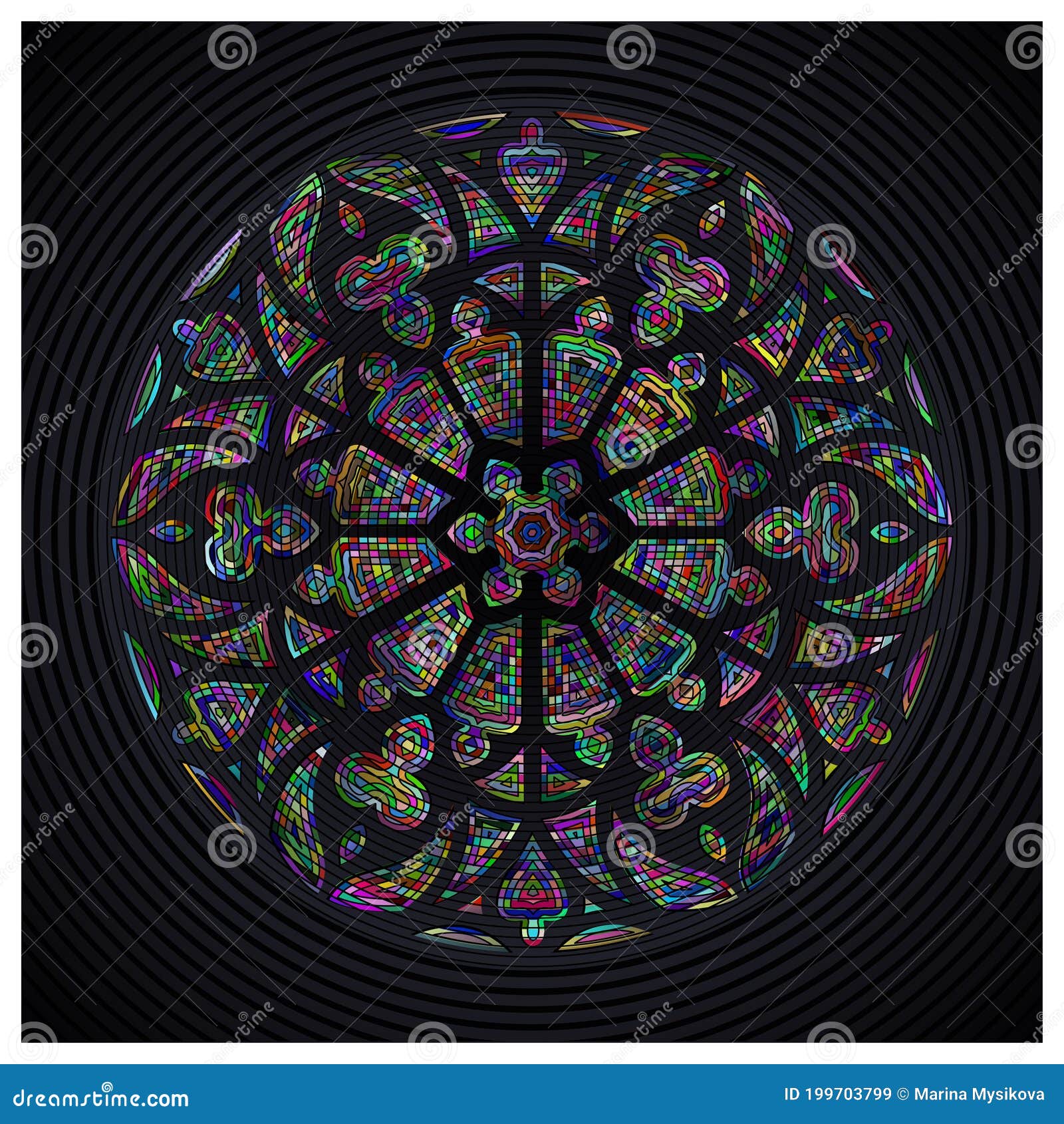 Mandala Stained Glass Abstract Vector Textile Repeat Pattern ...