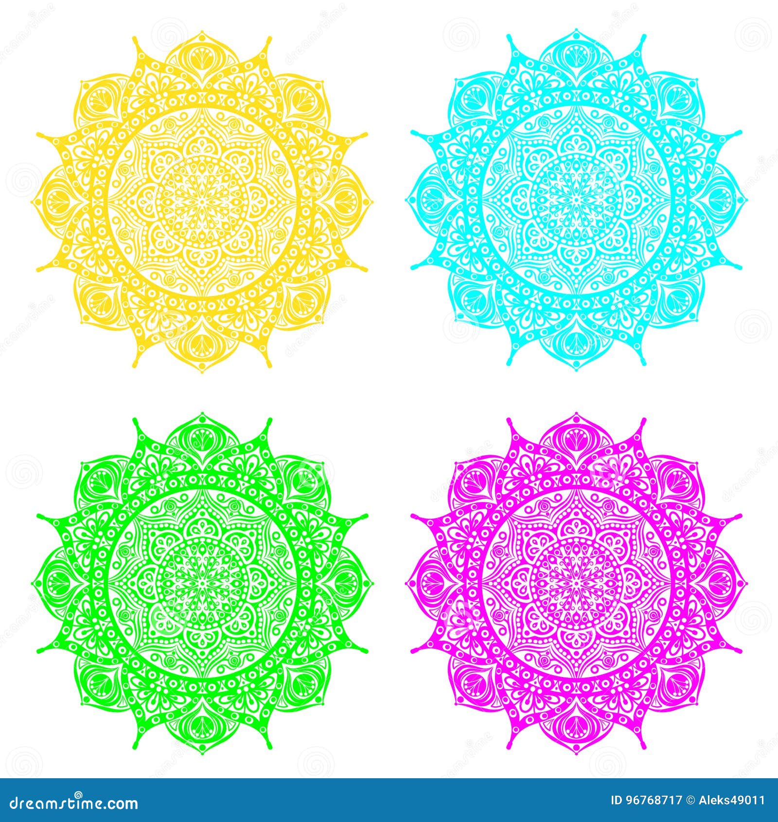 Multi-colored mandalas stock vector. Illustration of arabic - 96768717