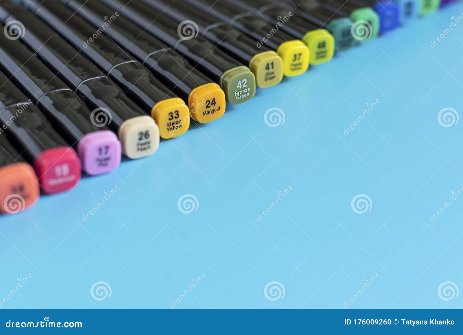 Multi-colored Markers on a Blue Background. Marker for Drawing and ...