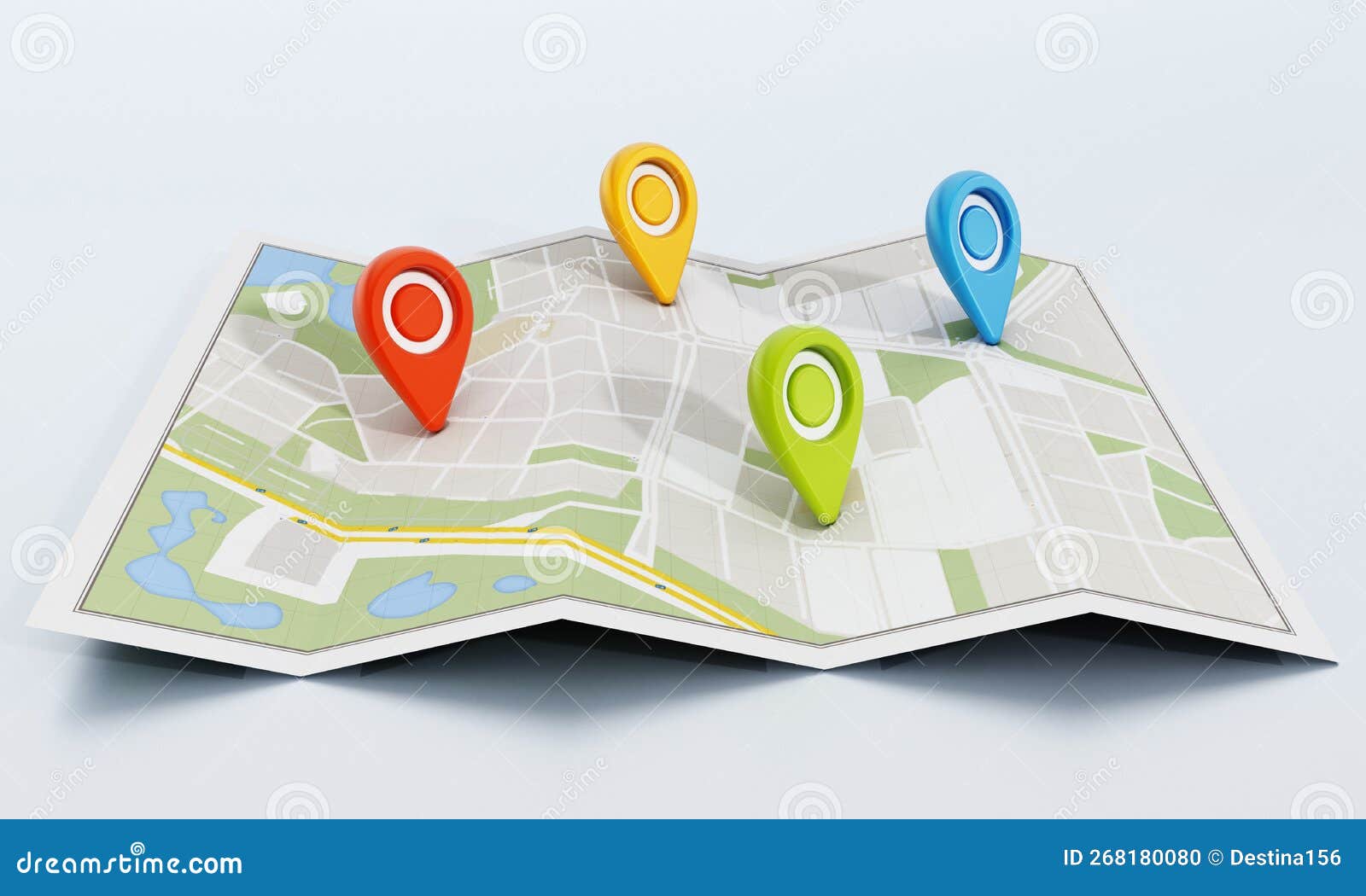 Multi-colored Markers on Navigation Map. 3D Illustration Stock ...