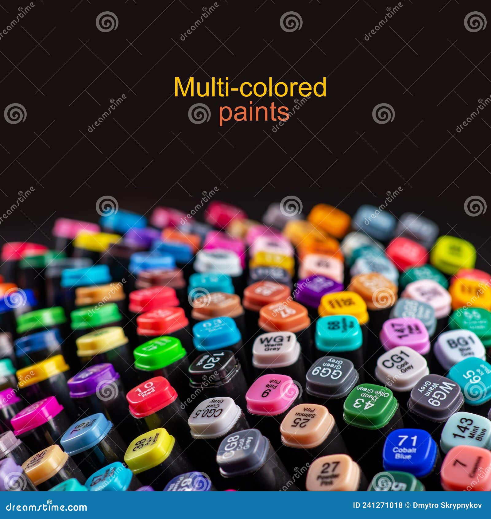 Multi-colored Markers with a Signed Color Number on the Cap Stock Photo ...