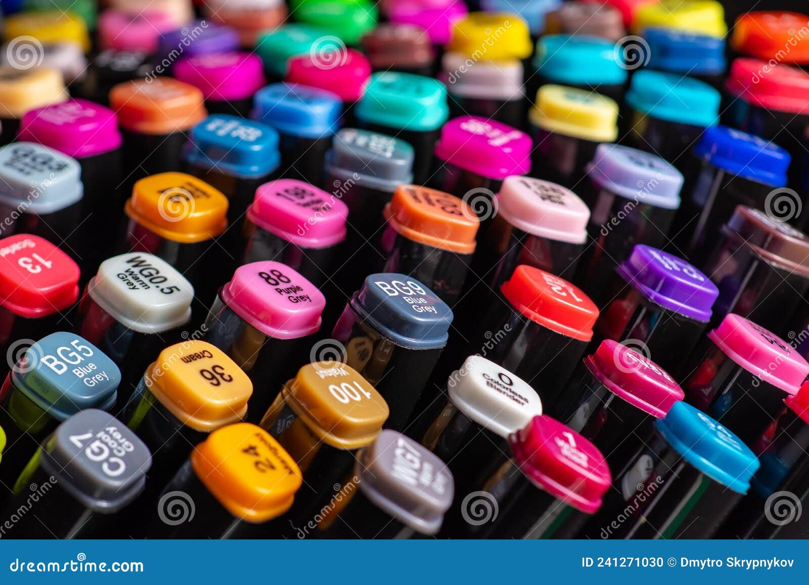 Multi-colored Markers with a Signed Color Number on the Cap Stock Photo ...