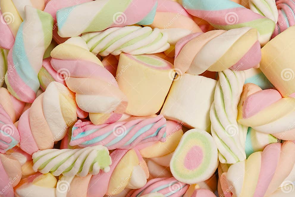 Multi-colored Marshmallows. Background or Texture of Colorful Blue and ...