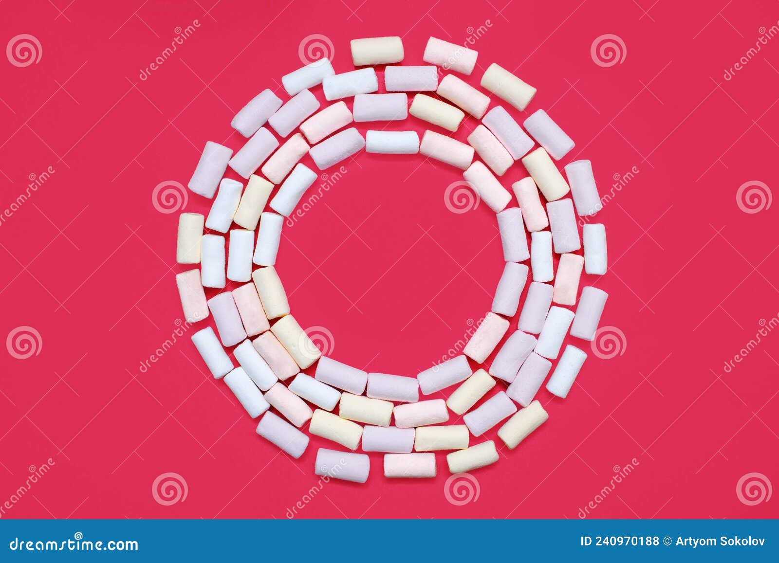 Multi-colored Marshmallows are Laid Out in the Form of a Circle on a ...