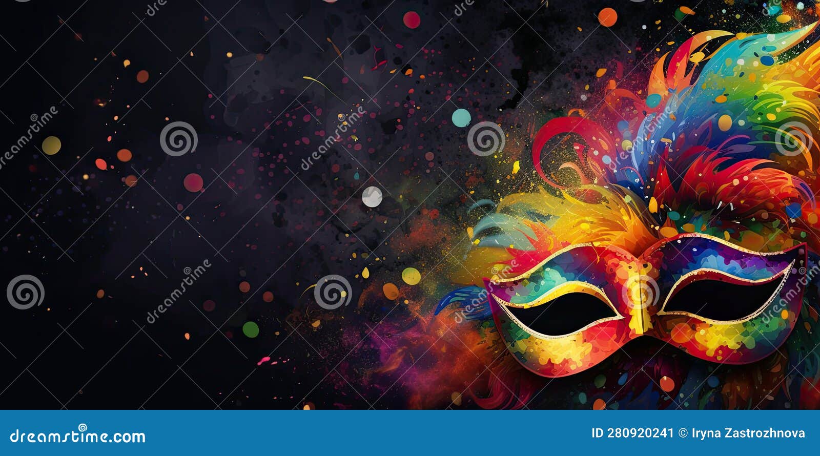 Multi-colored Mask for the Festival on a Black Background, Masquerade ...