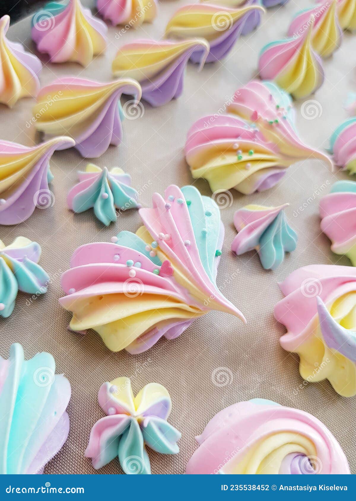 Multi-colored Meringue Colored Meringues are Many Different Sweet Stock ...