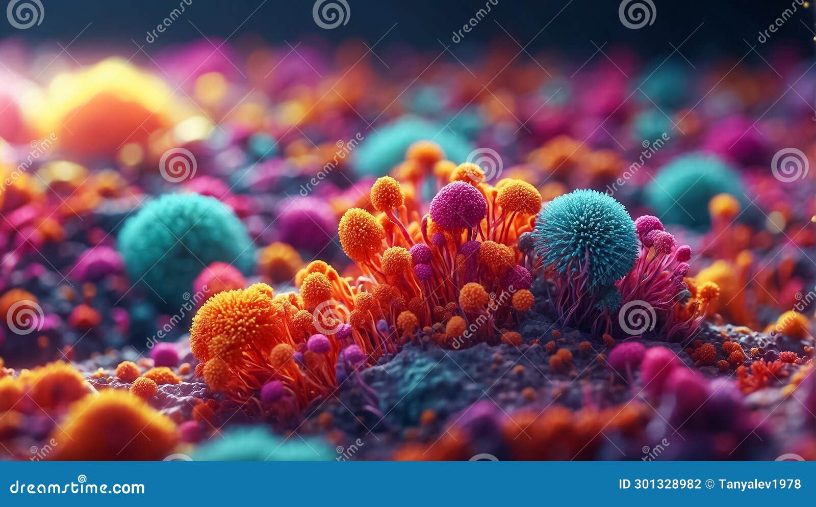 Microorganisms Under The Microscope, Set Vector Illustration ...
