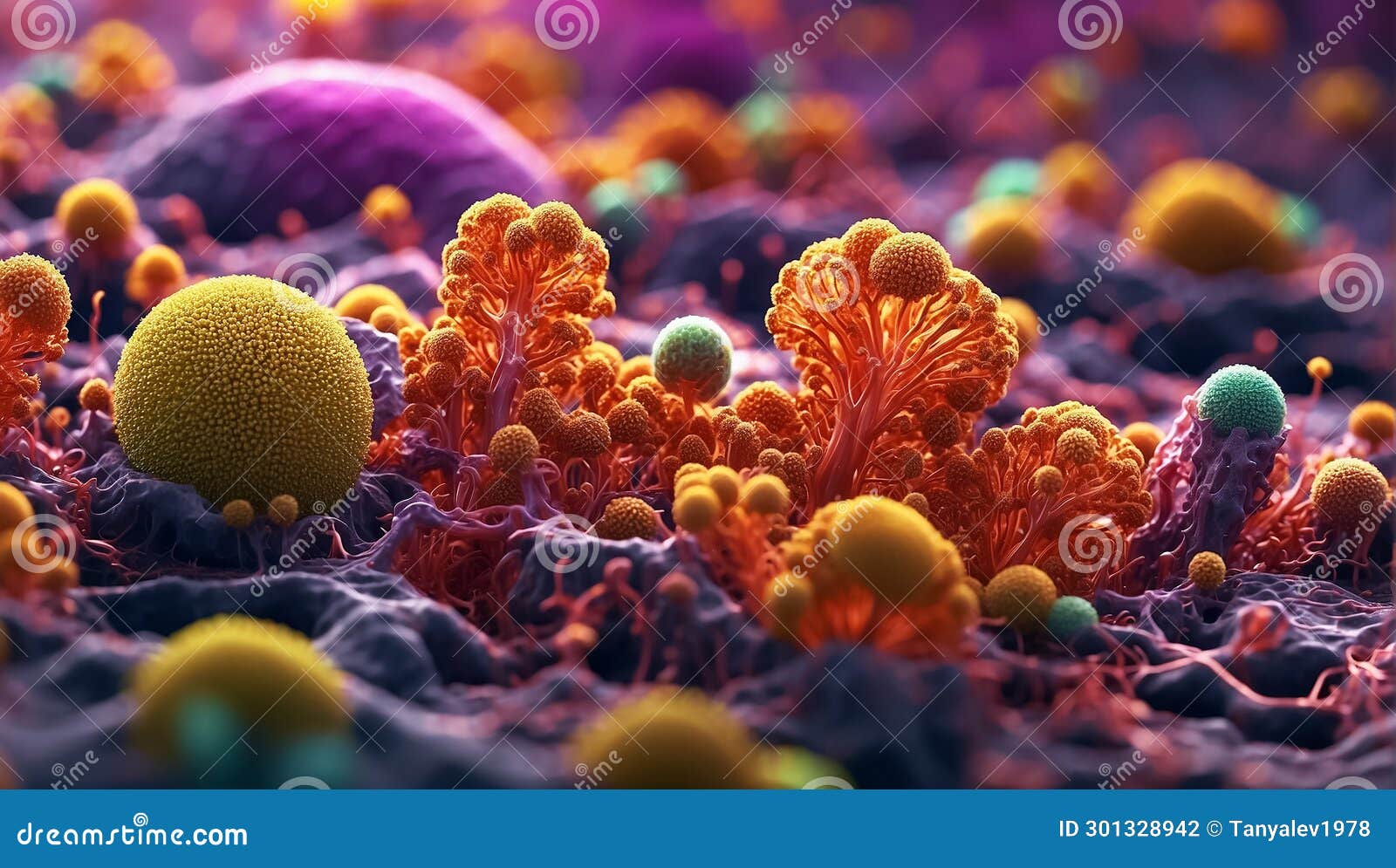 Multi-colored Microorganisms Under Science Bacteria Stock Illustration ...