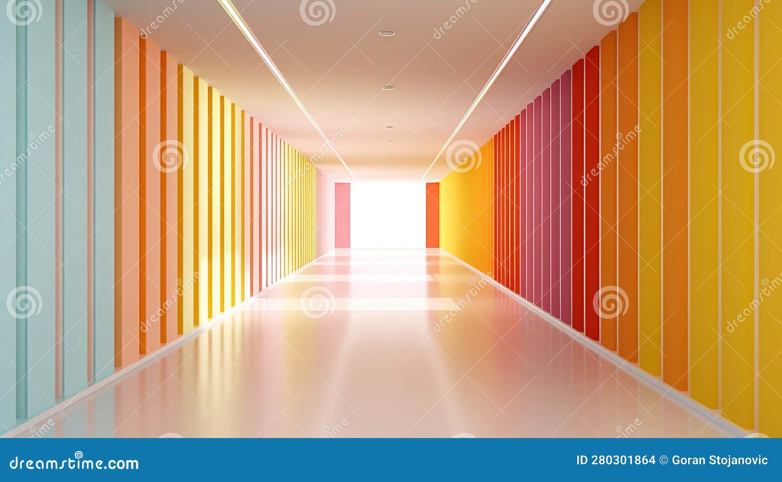 Multi-colored Minimalist Hallway in the Thick Colors of Illusions Stock ...