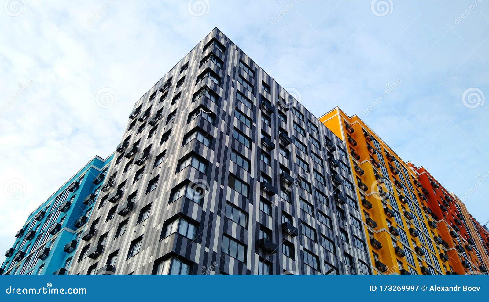 Multi-colored Modern Multi-storey Residential Building and Multi ...