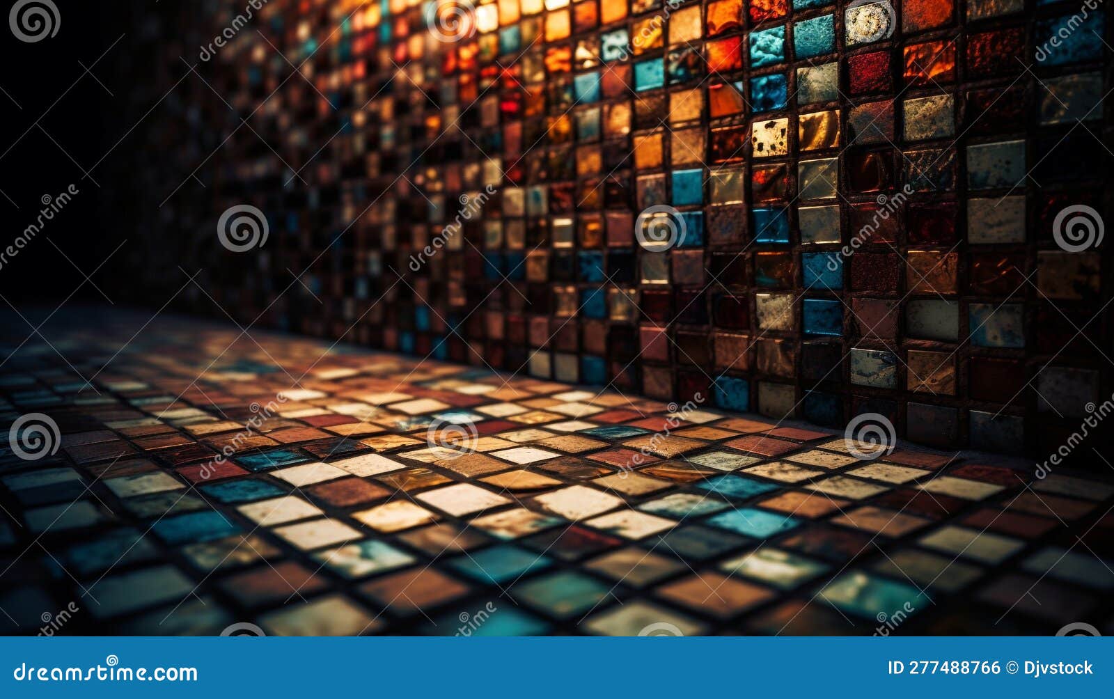 Multi Colored Mosaic Tile Wall Creates Abstract Backdrop Generated by ...