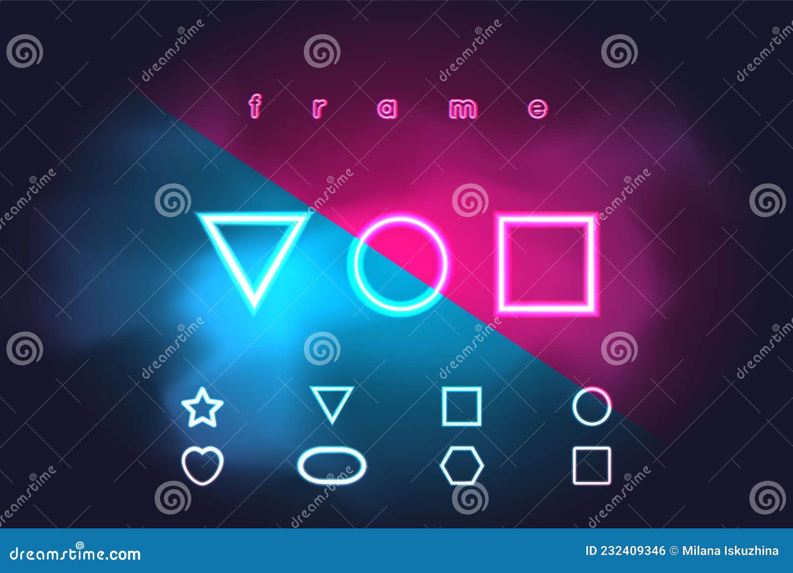 Multi Colored Neon Frames Collection. Stock Vector - Illustration of ...