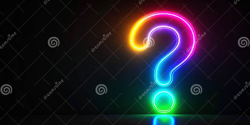 A Multi Colored Neon Glowing Question Mark Generative by AI Stock Image ...