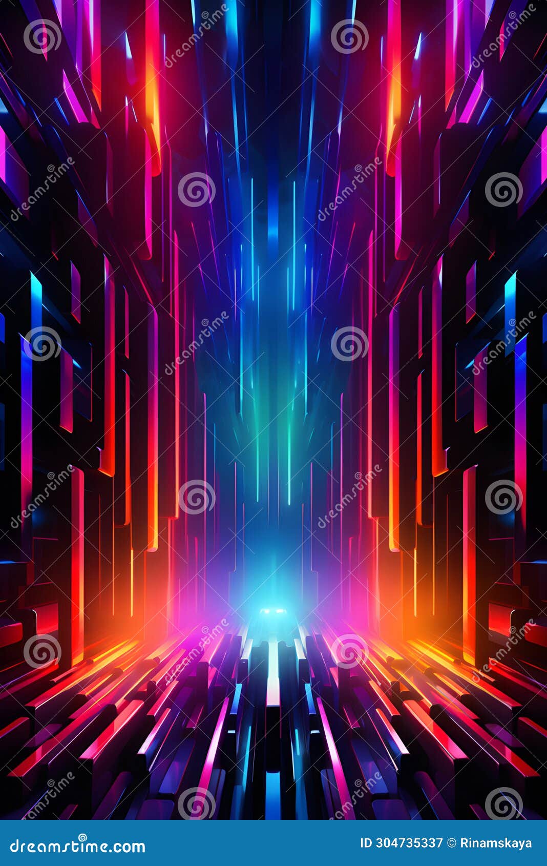 Multi-colored Neon Lights and Figures on a Dark Background. Abstract ...