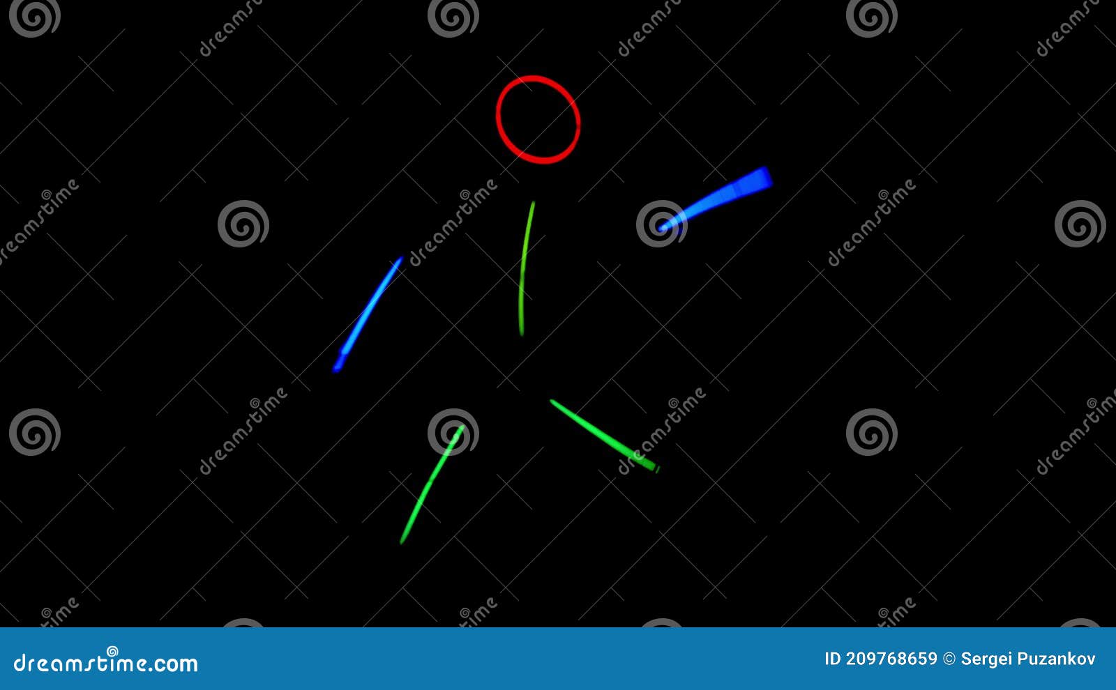 Multi-colored Neon Man Dancing in the Dark. Neon Stick Suit Stock ...