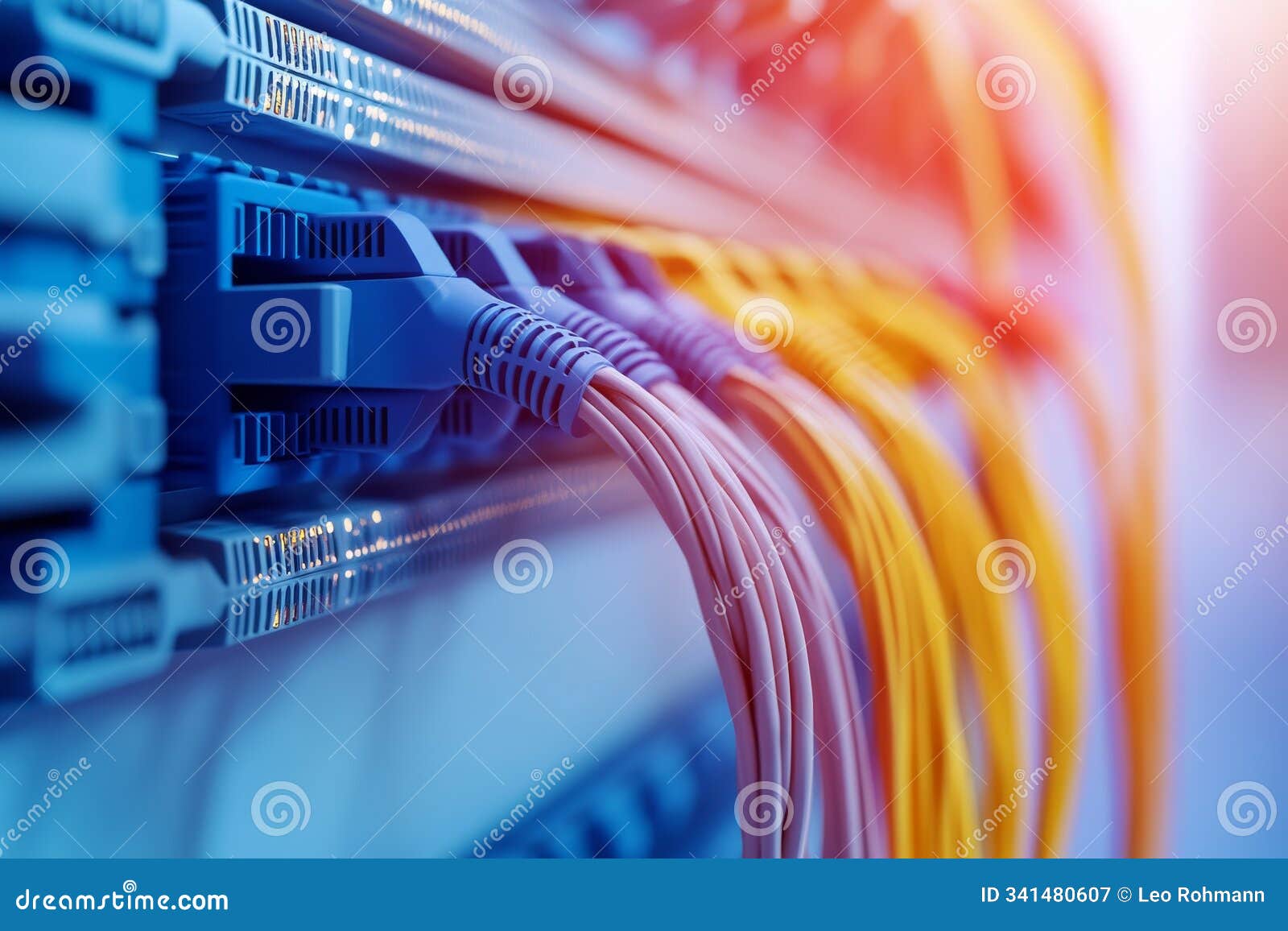 Multi Colored Network Cables Arranged in a Data Center Setup Signifying ...