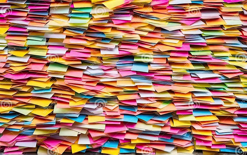 Multi-colored Notes, Stickers Stacked on Top of Each Other in the Form ...