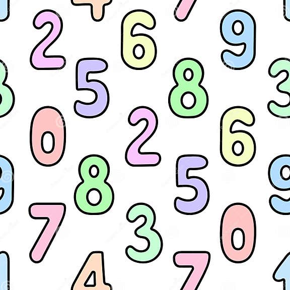 Multi-colored Numbers from 0 To 9. Square Repeating Pattern. Seamless ...