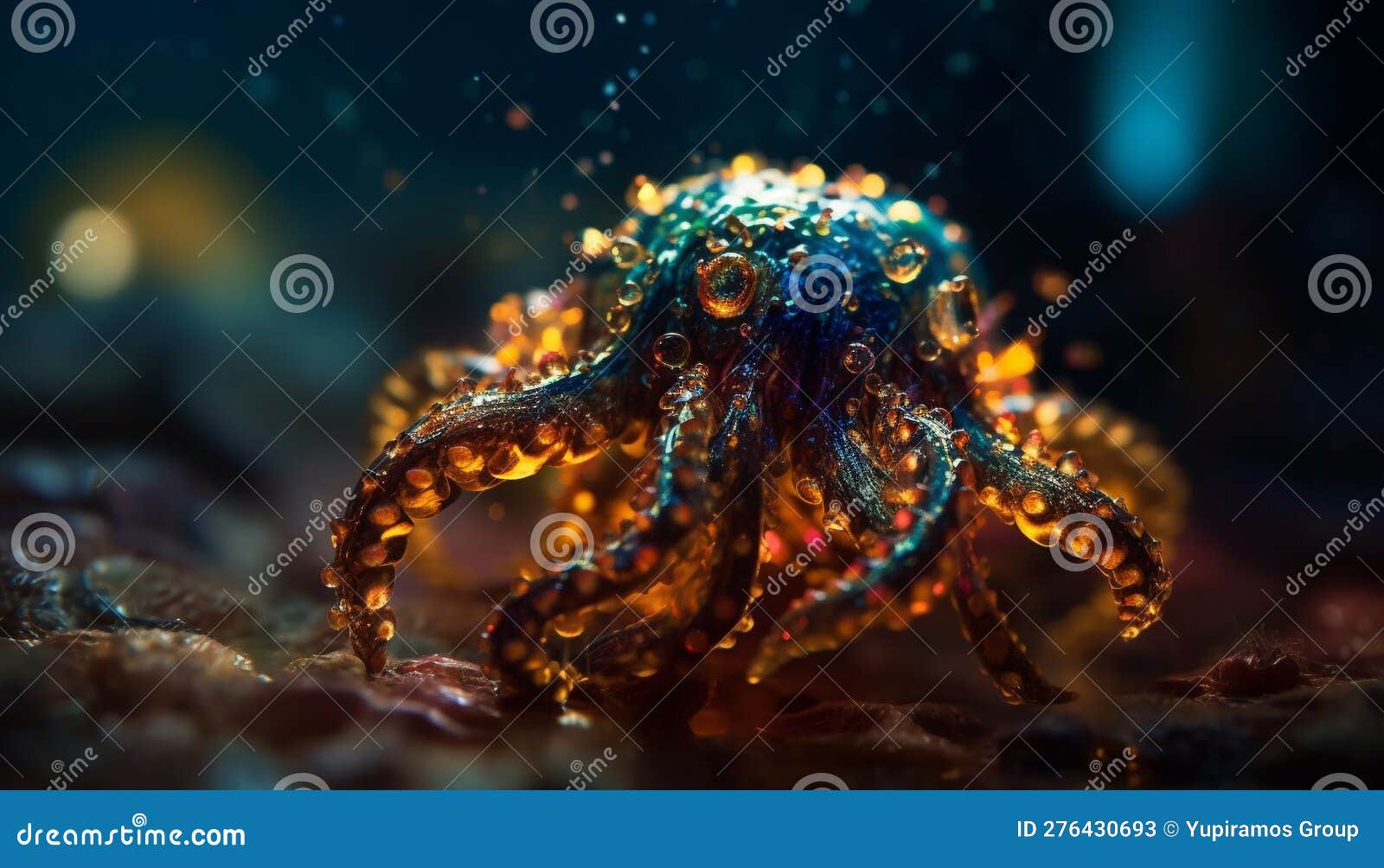Multi Colored Octopus Tentacle Glows in Dark Water Generated by AI ...
