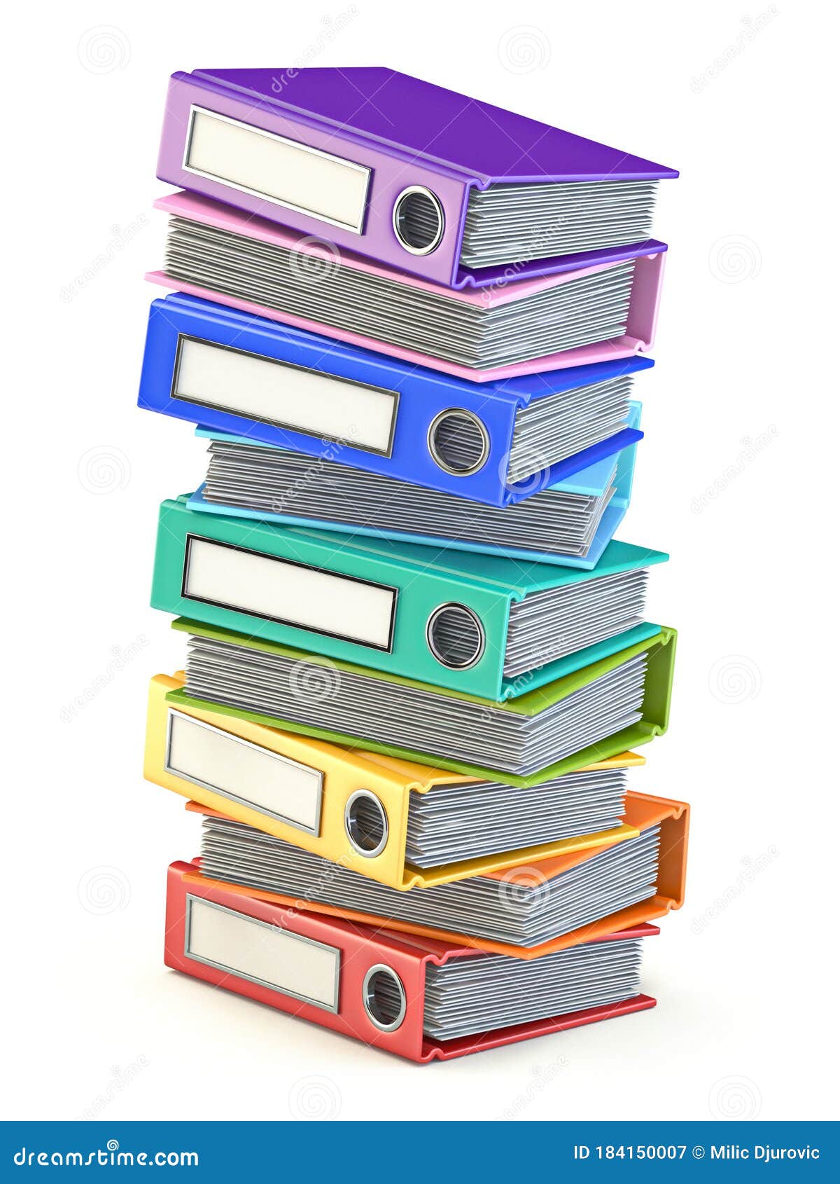 Multi Colored Office Folders Pile 3D Stock Illustration - Illustration ...