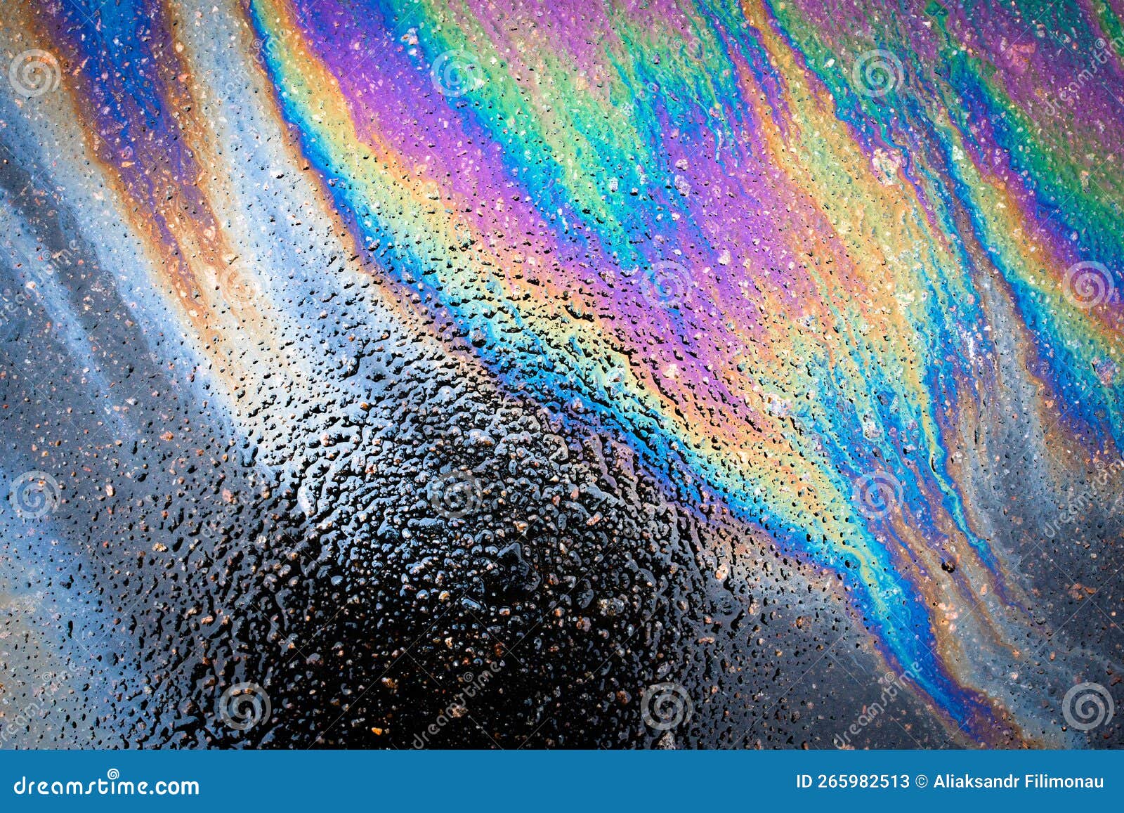 Multi Colored Oil Spill on Asphalt Road, Abstract Background Stock ...