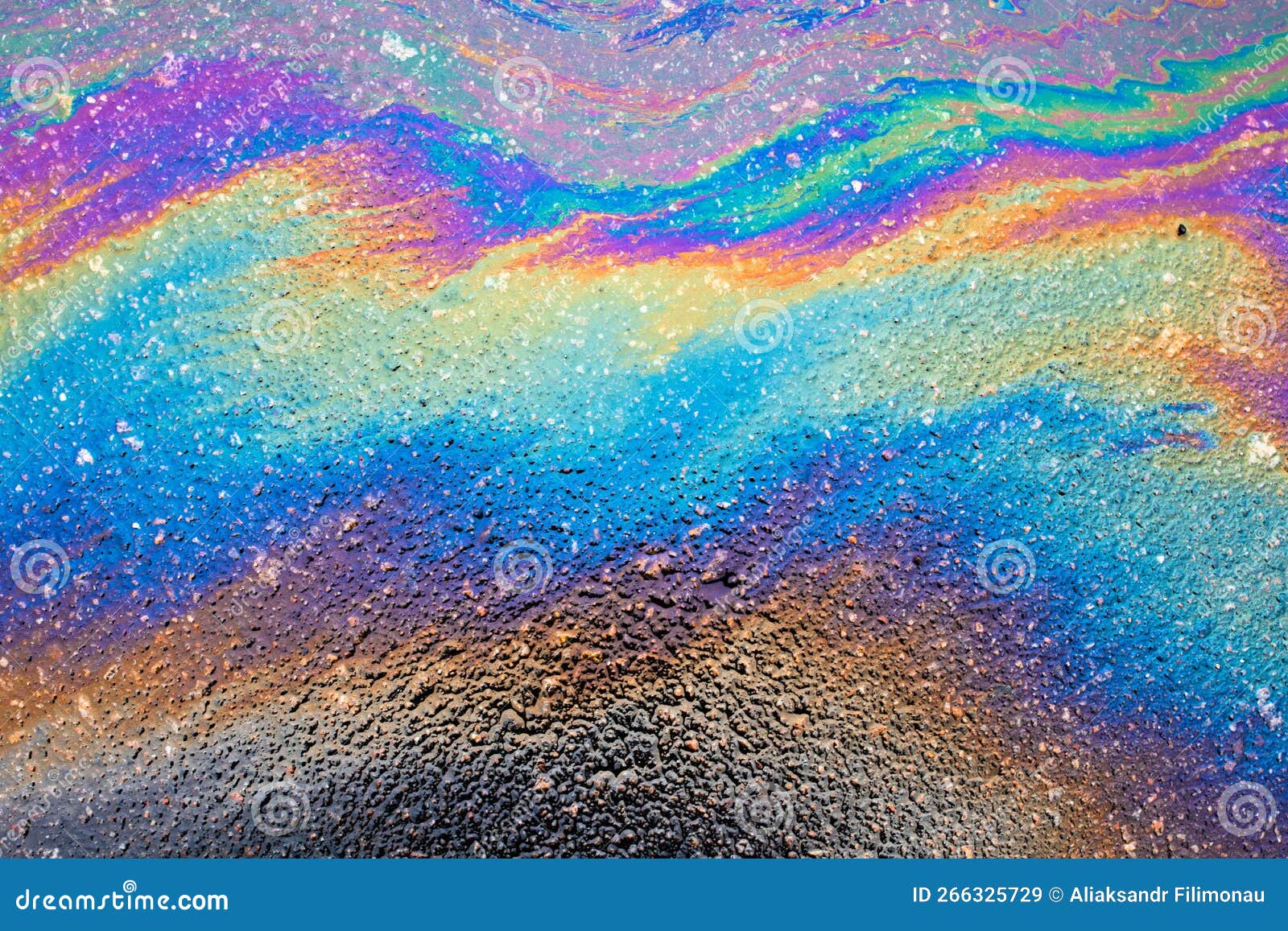 Multi Colored Oil Spill on Asphalt Road, Abstract Background Stock ...