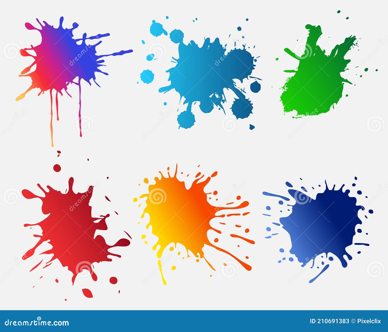 Multi Colored Paint Splashes Effects in Various Colors Stock ...