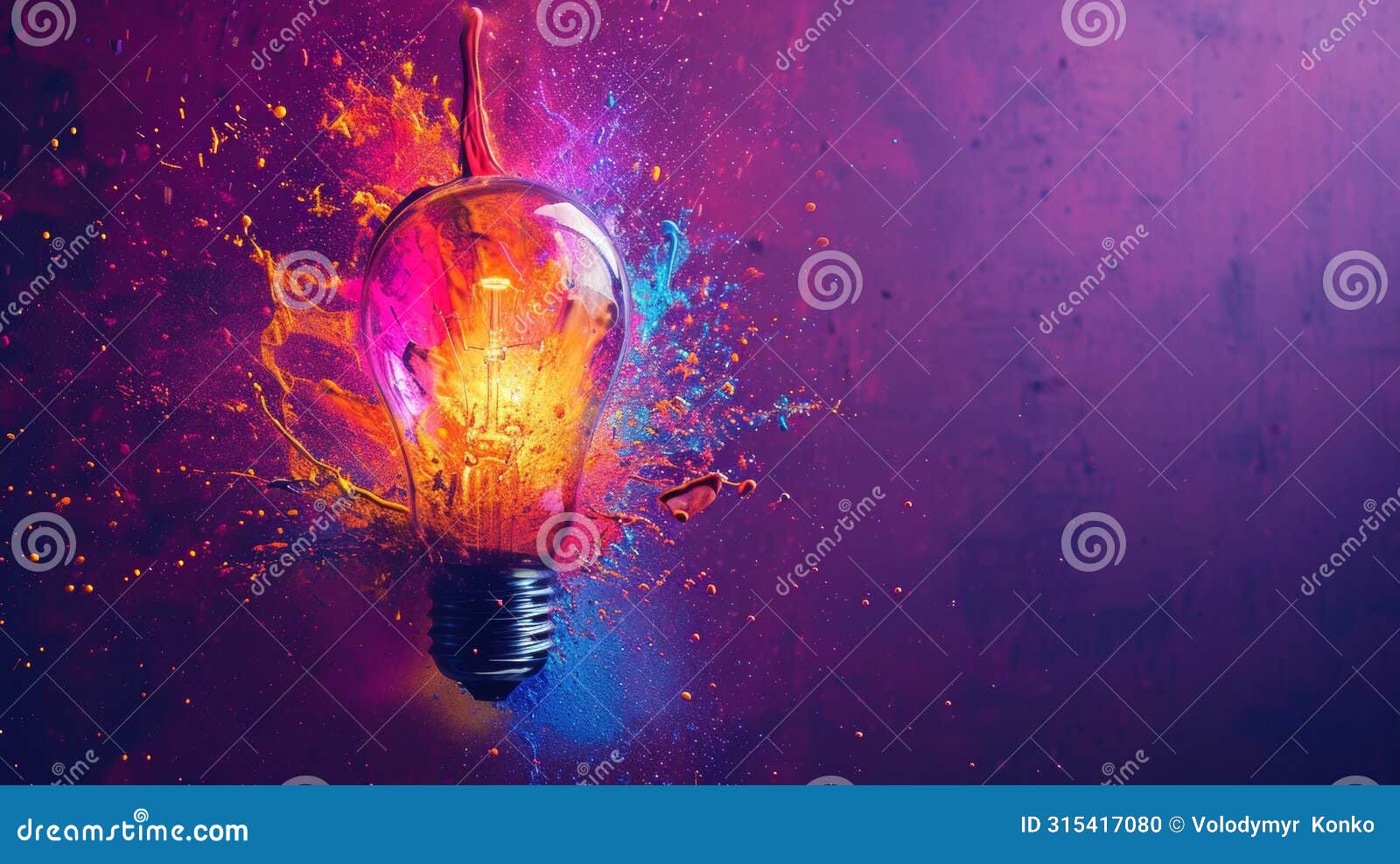 Multi-Colored Paint Splattered on a Light Bulb Stock Photo - Image of ...