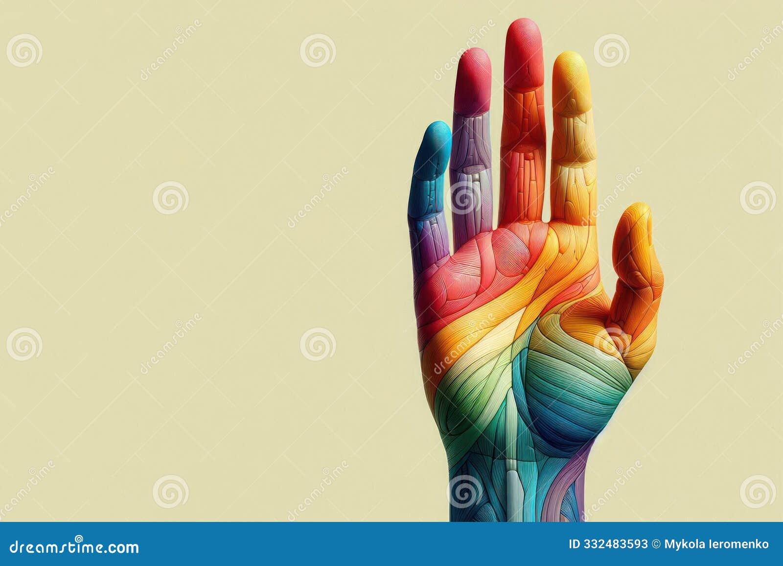A Multi-colored Palm. Space for Text. Stock Image - Image of abstract ...