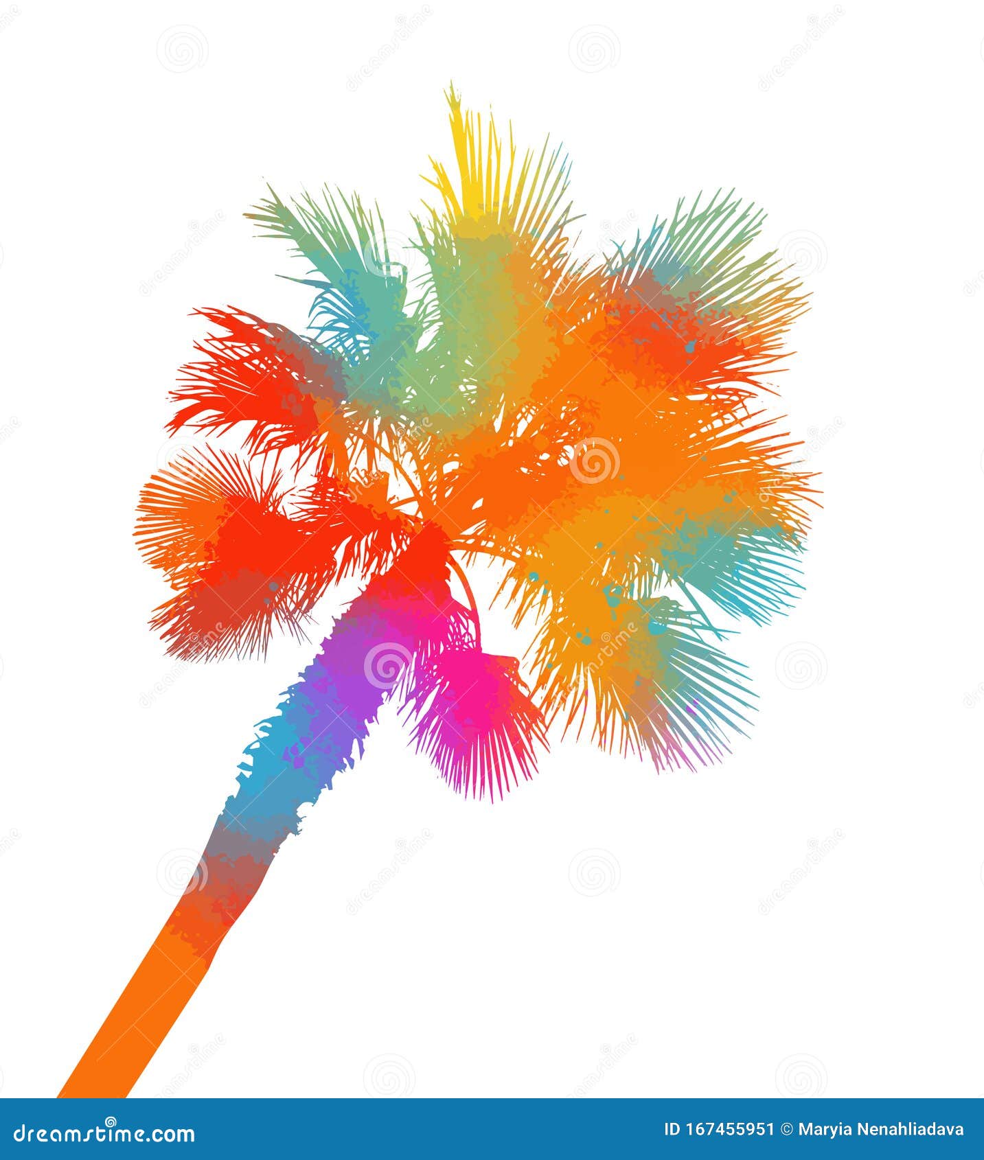 Multi-colored Palm Tree. Hello Summer. Vector Illustration Stock ...