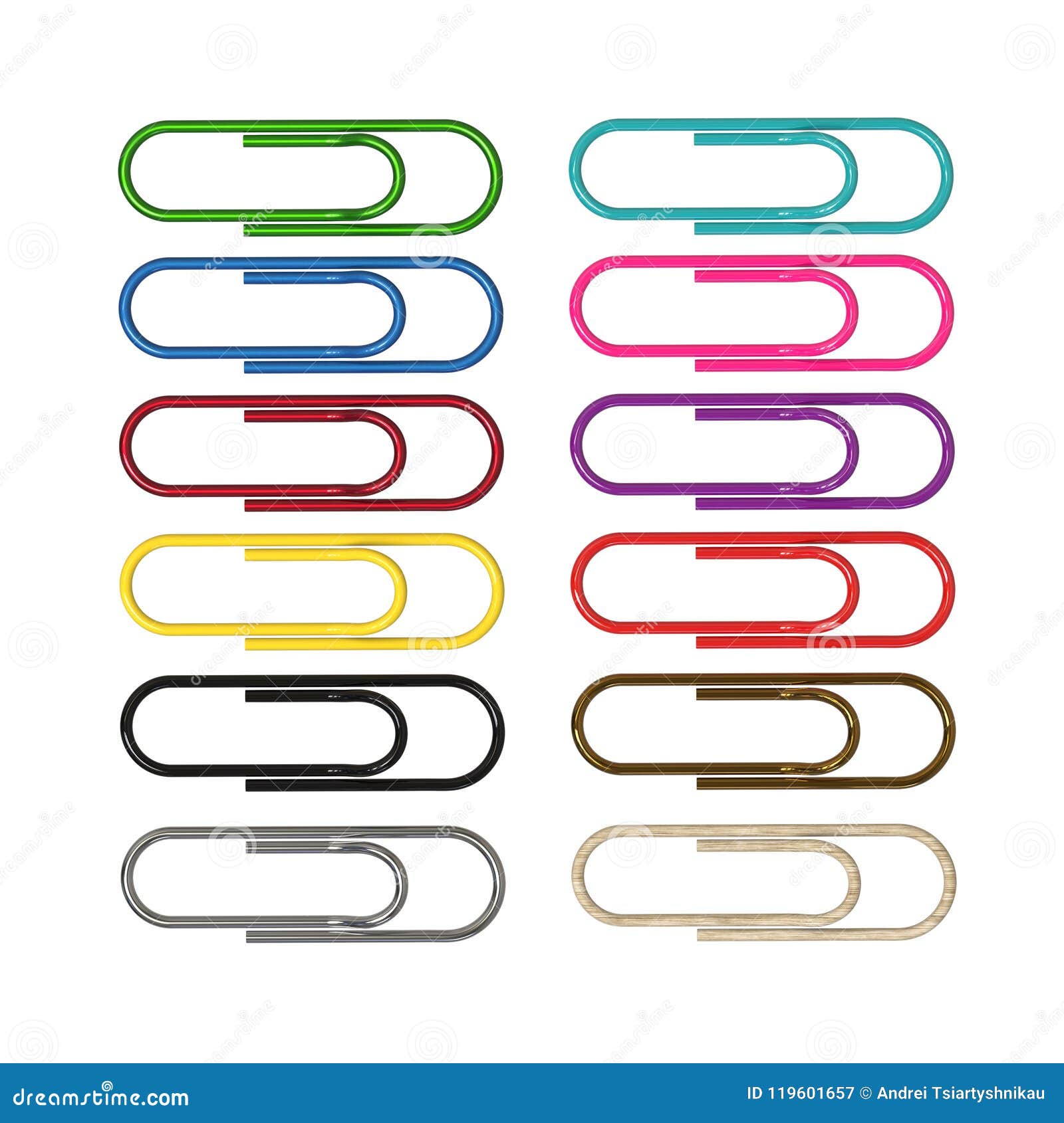Multi-colored Paper Clips. Different Materials. 3D Illustration. Stock ... Multi-colored Paper Clips. Different Materials. 3D Illustration. Stock ...