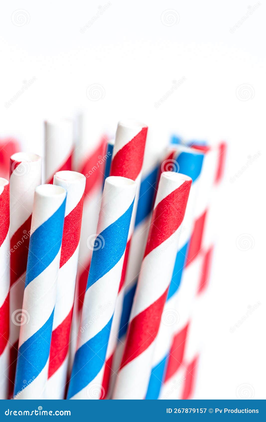 Multi-colored Paper Straws for Drinks Close-up on a White Background ...