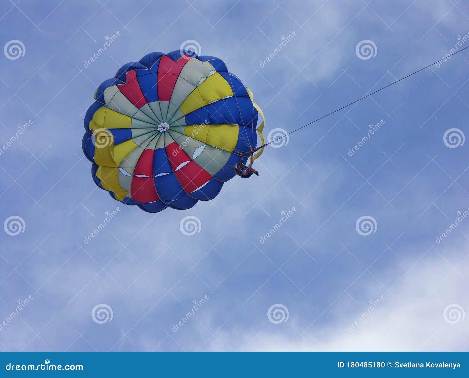 Multi-colored Parachute in the Sky Stock Photo - Image of sport, high ...