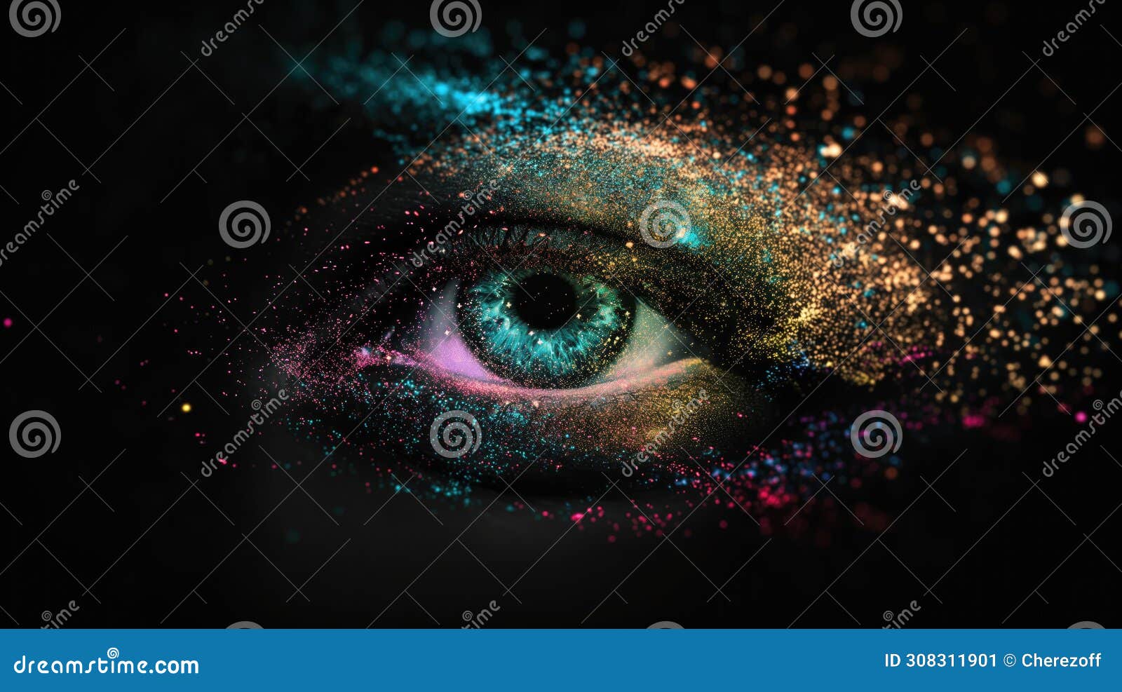 Multi-colored Particles Formed the Human Eye Stock Image - Image of ...