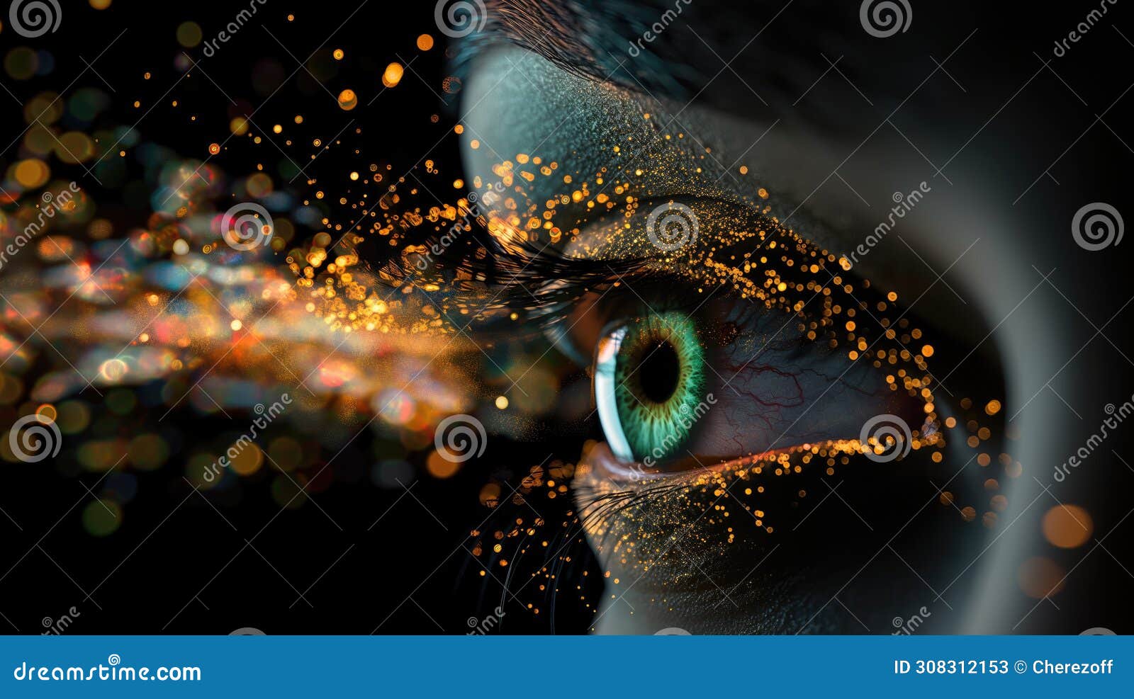 Multi-colored Particles Formed the Human Eye Stock Image - Image of ...