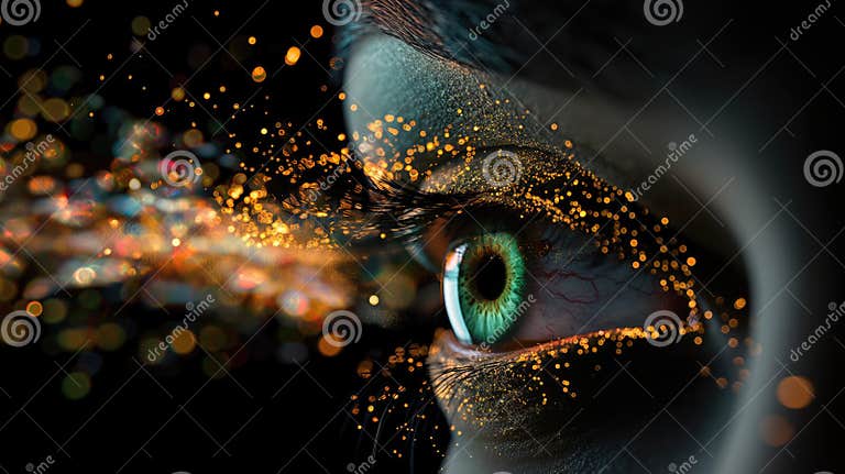 Multi-colored Particles Formed the Human Eye Stock Image - Image of ...