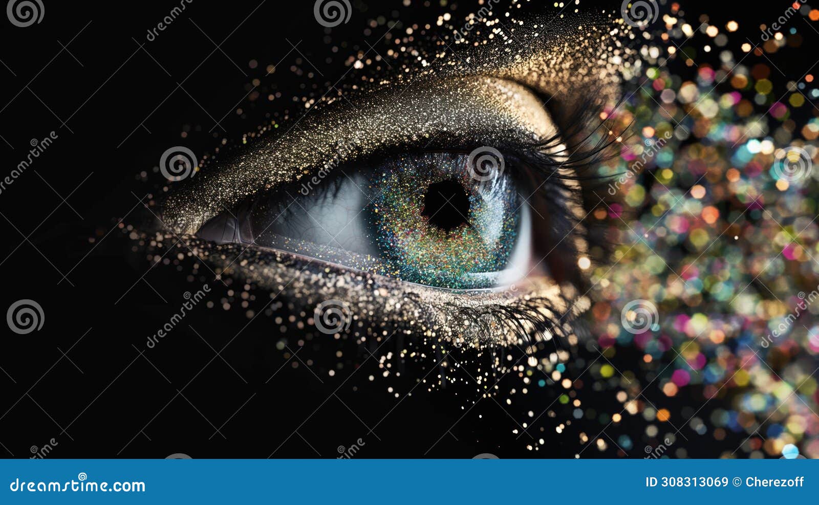 Multi-colored Particles Formed the Human Eye Stock Image - Image of ...