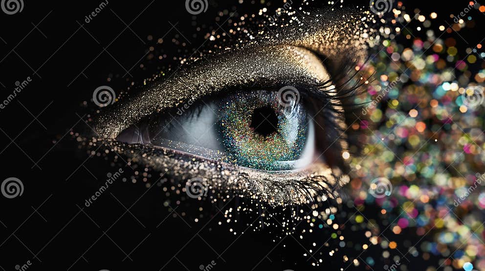 Multi-colored Particles Formed the Human Eye Stock Image - Image of ...