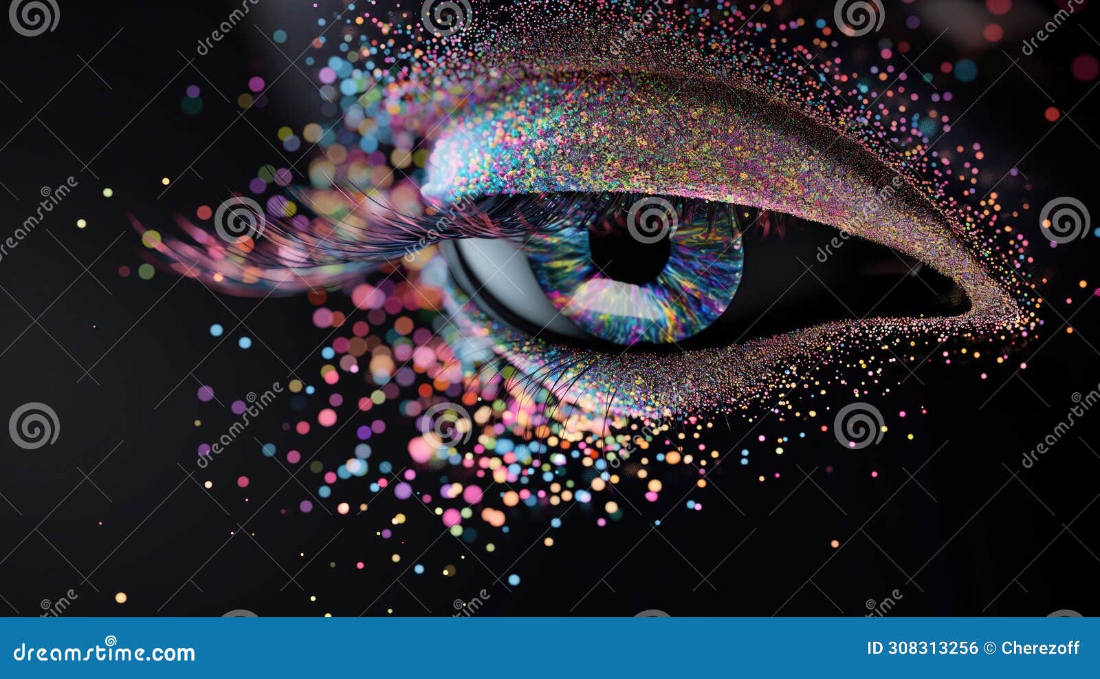 Multi-colored Particles Formed the Human Eye Stock Photo - Image of ...
