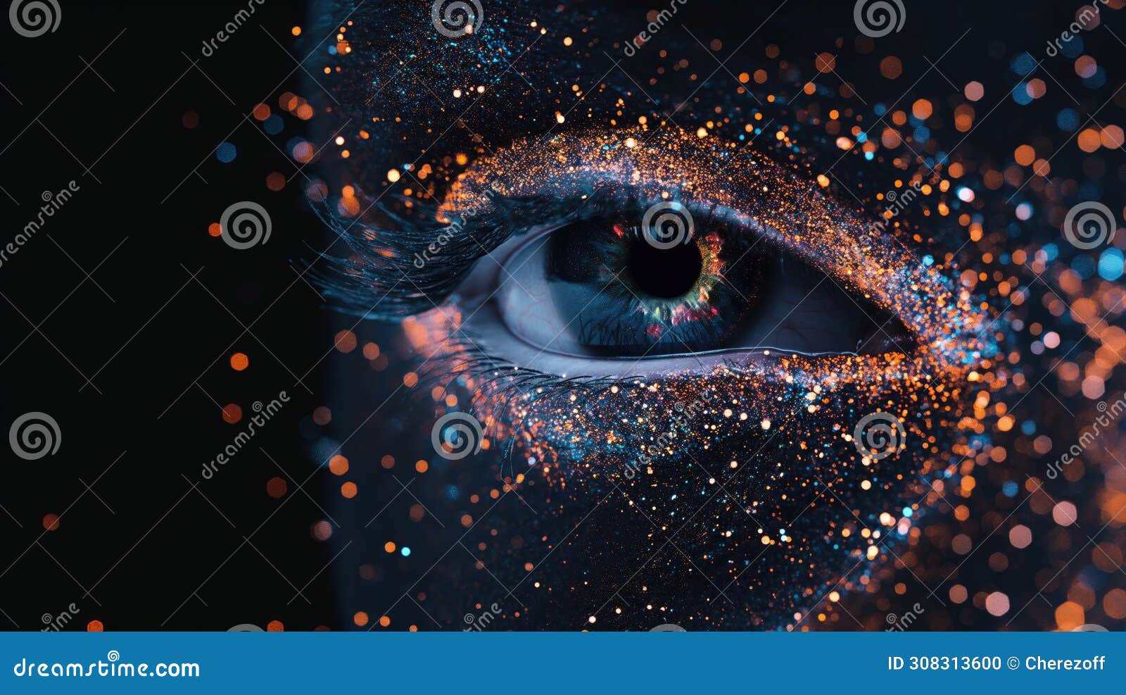 Multi-colored Particles Formed the Human Eye Stock Photo - Image of ...