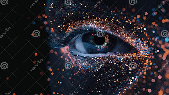 Multi-colored Particles Formed the Human Eye Stock Photo - Image of ...