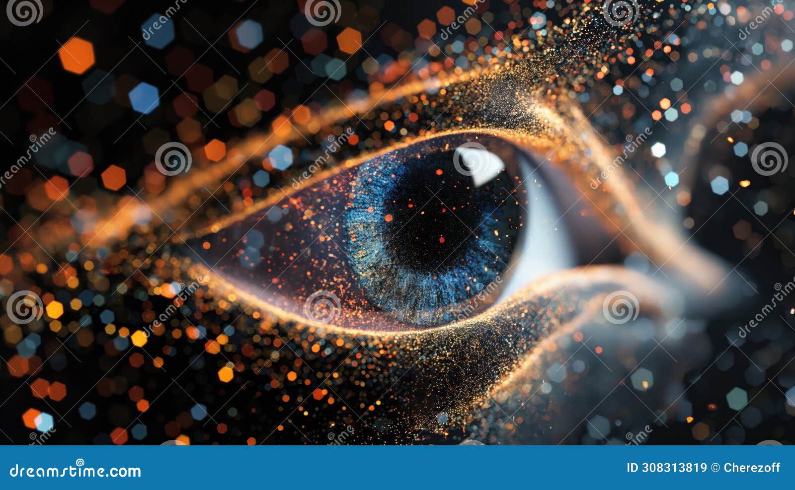 Multi-colored Particles Formed the Human Eye Stock Image - Image of ...