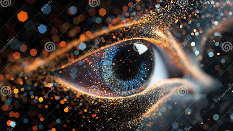 Multi-colored Particles Formed the Human Eye Stock Image - Image of ...
